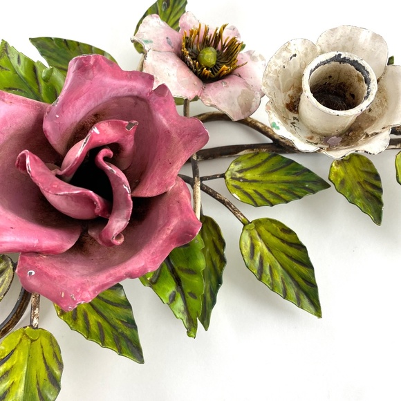 Vintage | Accents | Vintage 6s Italian Tole Pink Roses Metal ...